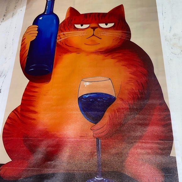 Wall Decor | Orange Cat Poster With Blue Accents | Poshmark